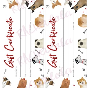 Printable Pet Gift Certificate, Fillable Template, Dog Boarding, Cat ...