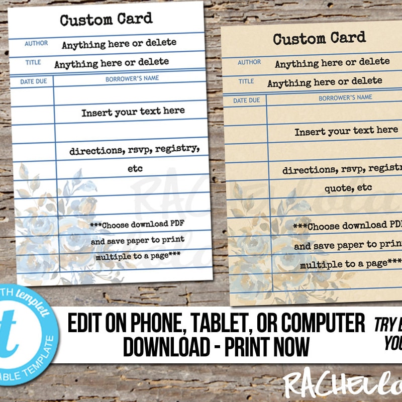 Library Card Place Cards - Etsy