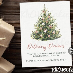 Delivery Driver Thank You, Printable Snack Sign, Holiday, Christmas ...