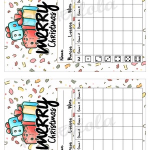 Christmas Gift Bunco Score Card, Dice Score Sheet, Bunko Party ...