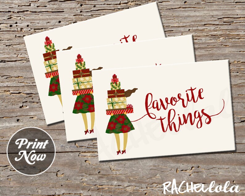 Christmas Printable Favorite Things Gift Tag Vintage Goodie - Etsy