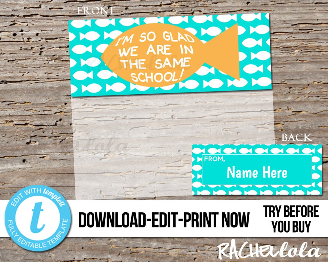 Printable Valentine Goldfish Bag Topper, Preschool Kids, Editable ...