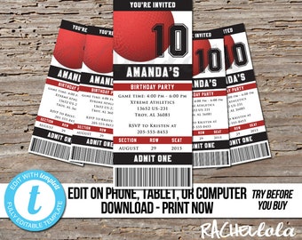 Editable Dodgeball Birthday Party Invitation, Printable Template ...
