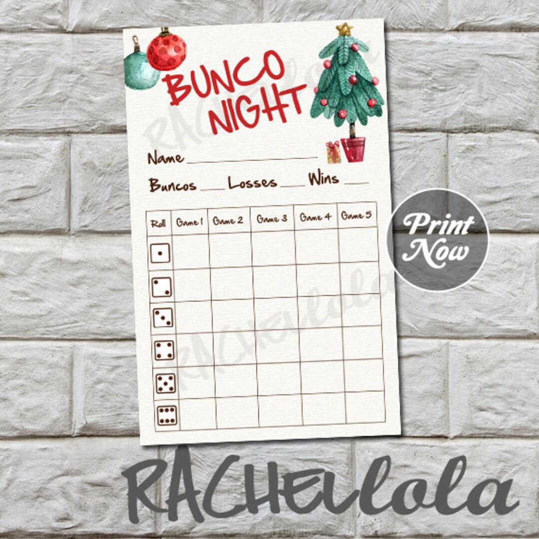 Christmas Tree Bunco Score Card, Score Sheet, Bunko Party, Scorecard ...