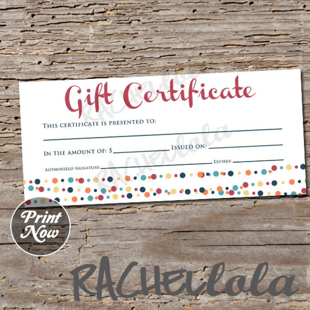 Polka Dot Printable Gift Certificate Template Photography - Etsy