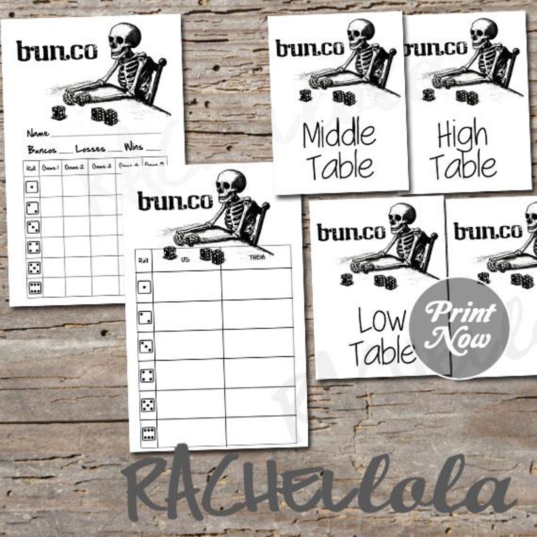 Halloween Skeleton Bunco, Scorecard Tally, Table Signs, Spooky Fall ...