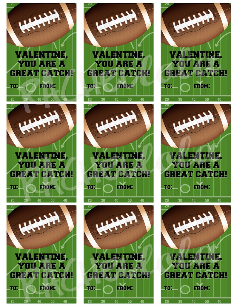 Football Valentine's day card for kids Printable | Etsy
