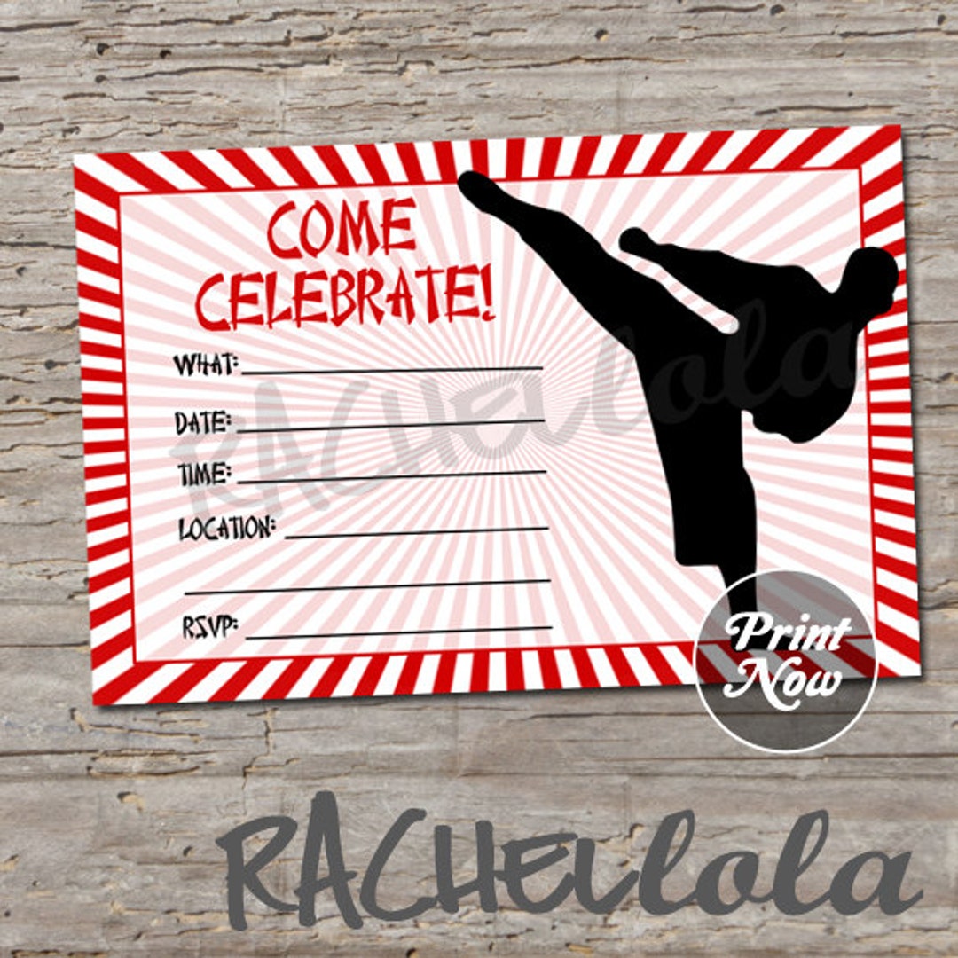 Karate Birthday Party Invitation, Printable Template, Instant Digital ...
