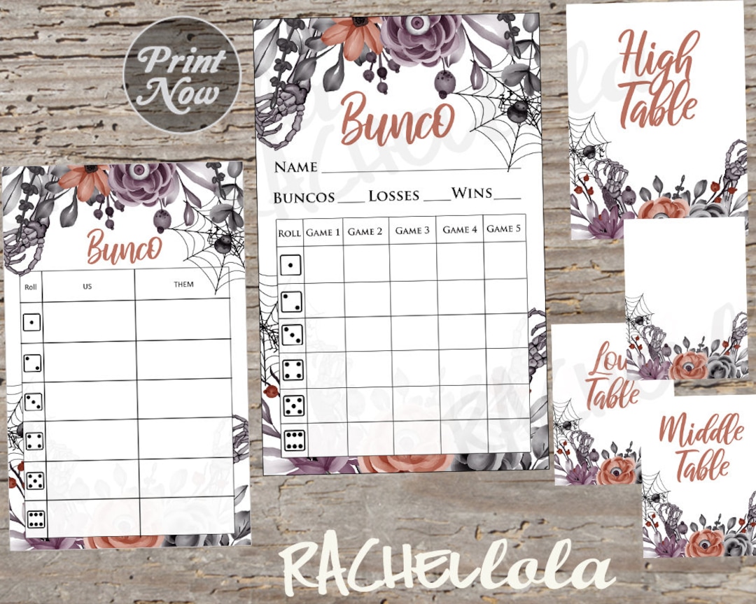 Halloween Bunco, Scorecard Tally, Table Signs, Fall, Score Sheet ...