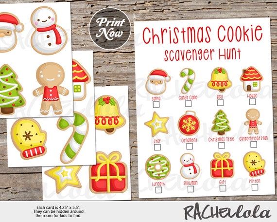 Printable Christmas scavenger hunt, Party game activity, Kids Family ...