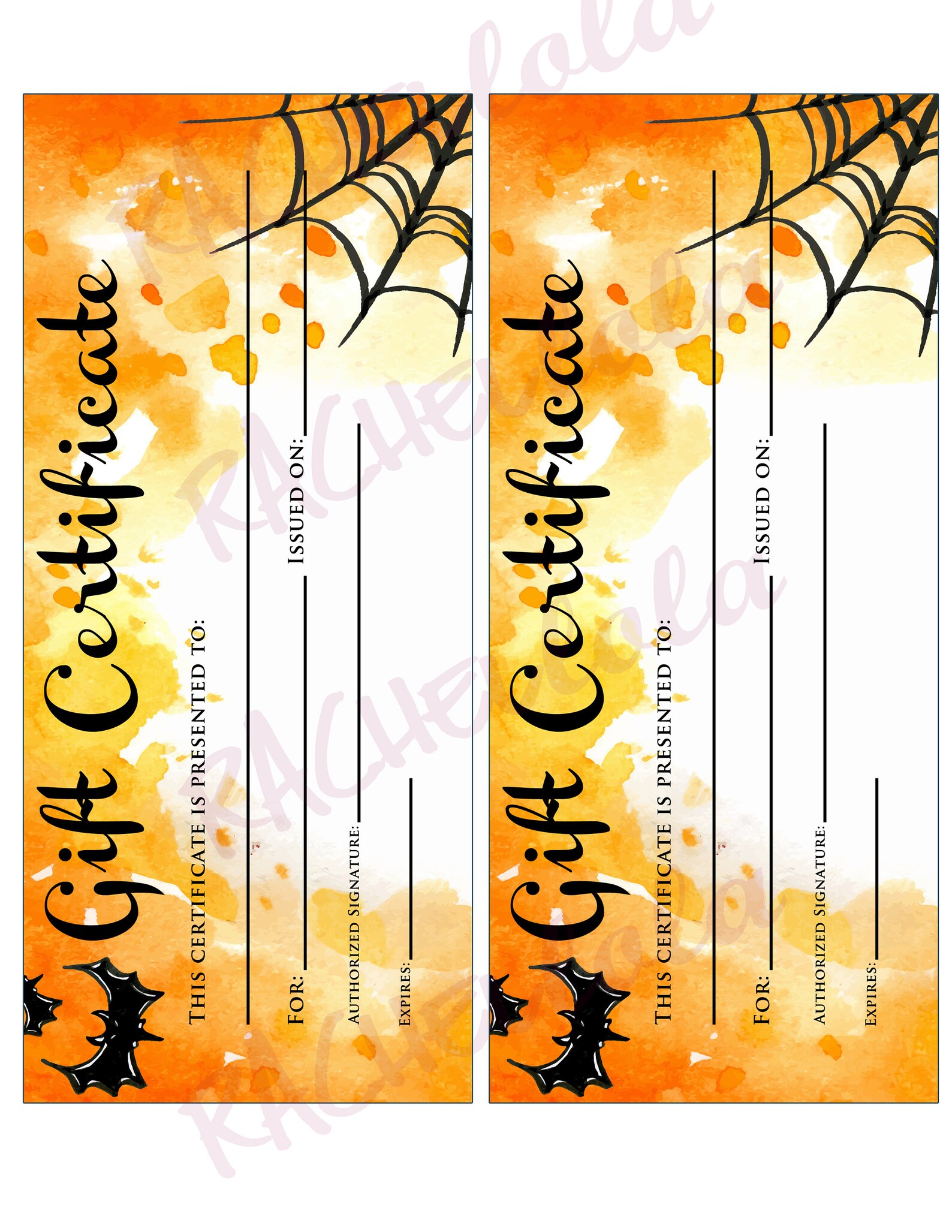 Halloween Printable Gift Certificate Fillable Template Fall - Etsy
