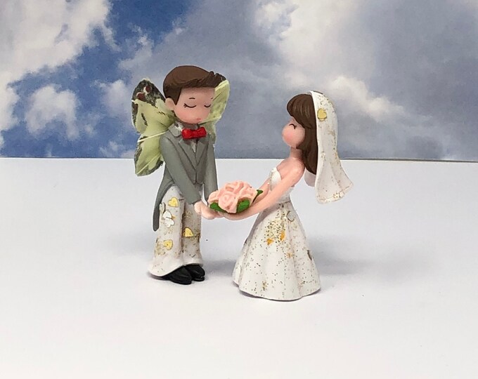 Miniature Bride and Groom Figurines, Fairy Garden Wedding, Mini Cake ...
