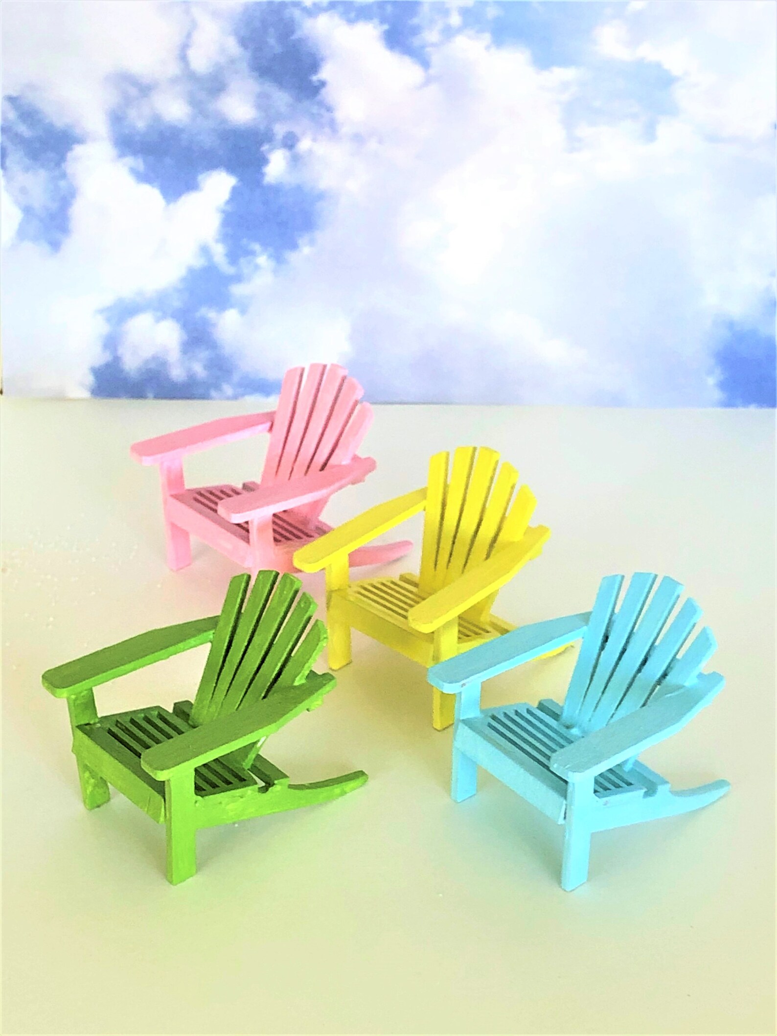 One Miniature Adirondack Chair, Coastal Seating, Miniature Beach ...