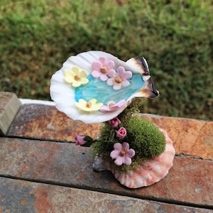 Handmade Miniature Fairy Garden Shell Birdbath - Etsy