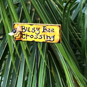 Busy Bee Sign, Miniature Fairy Garden Accessory - Etsy