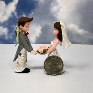 Miniature Bride and Groom Figurines, Fairy Garden Wedding, Mini Cake ...