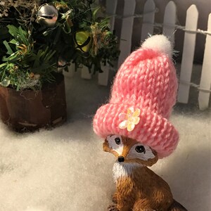 Miniature Snow Hat, Beanie Hat, Knitted Cap, Miniature Knit Hat, Pink ...