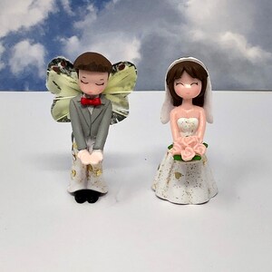 Miniature Bride and Groom Figurines, Fairy Garden Wedding, Mini Cake ...