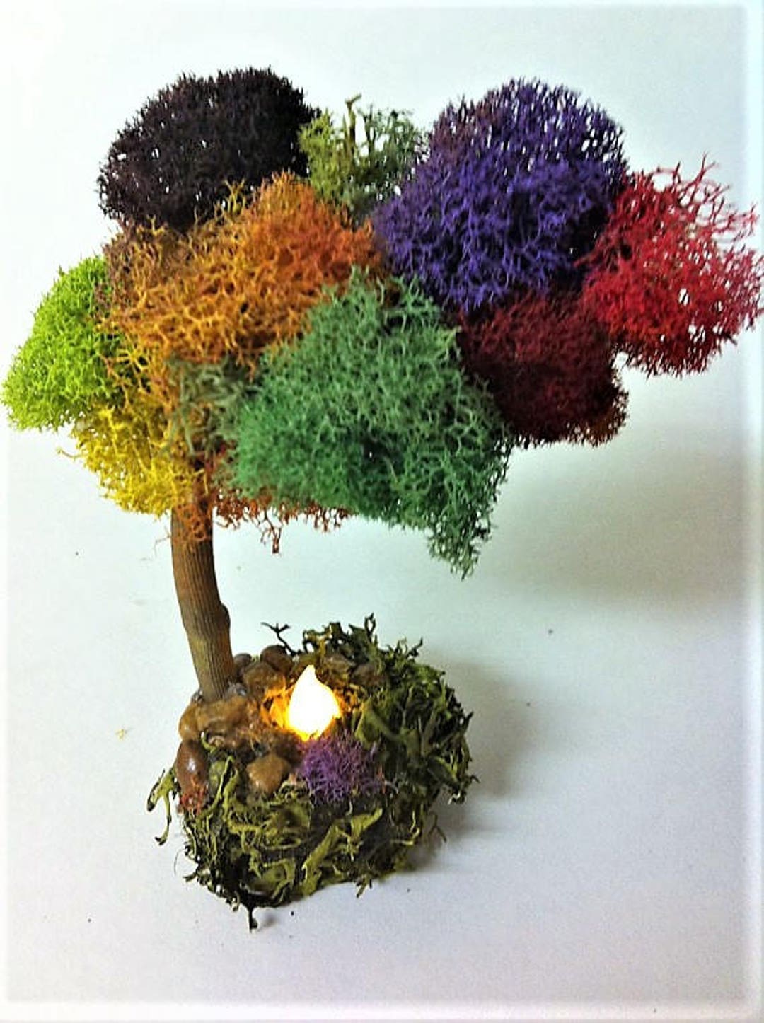 Flickering Autumn Fire Pit, Miniature Tree, Miniature Decor, Handmade ...