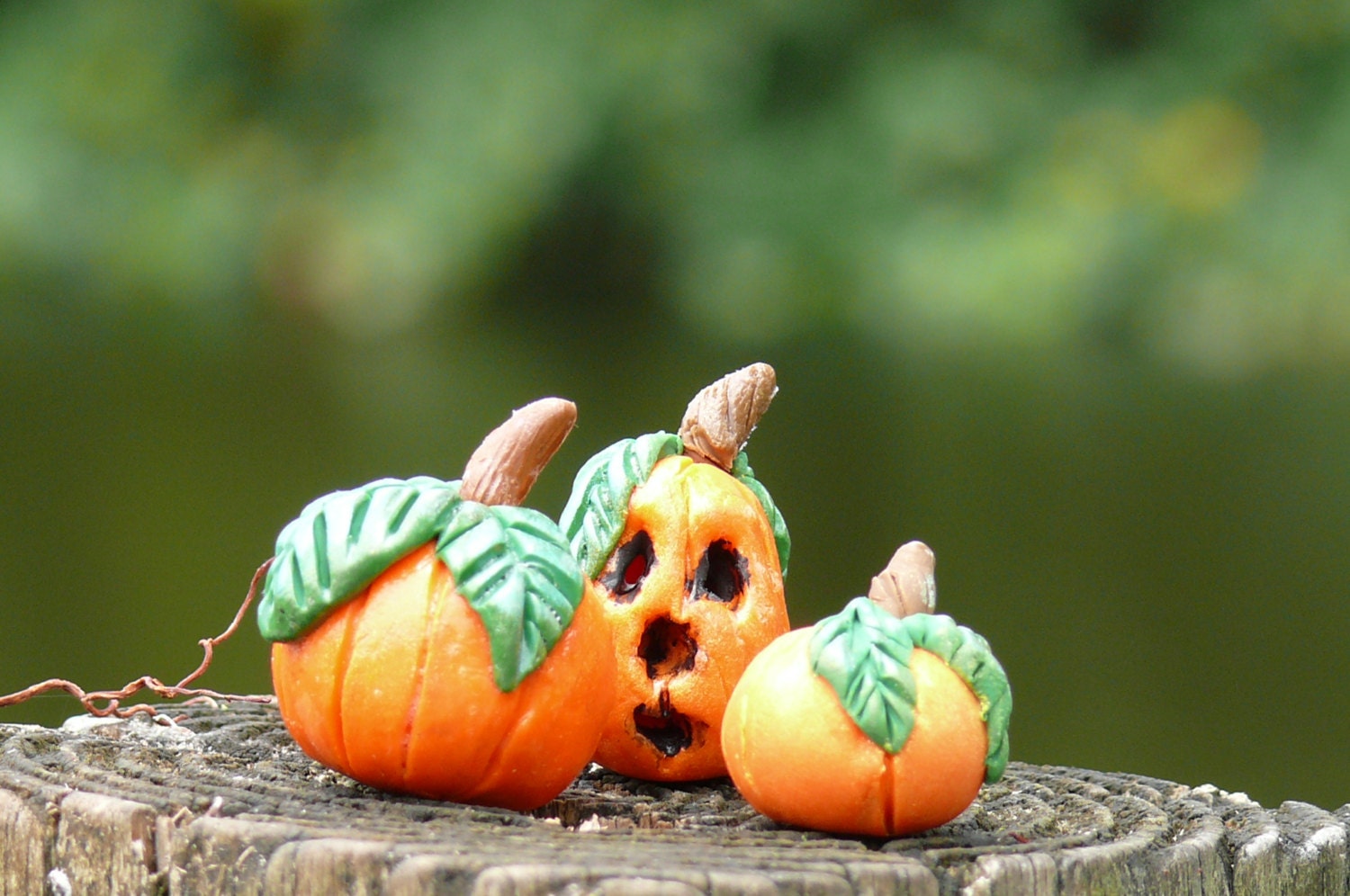 Three Handmade Miniature Pumpkins Fairy Garden Miniatures | Etsy
