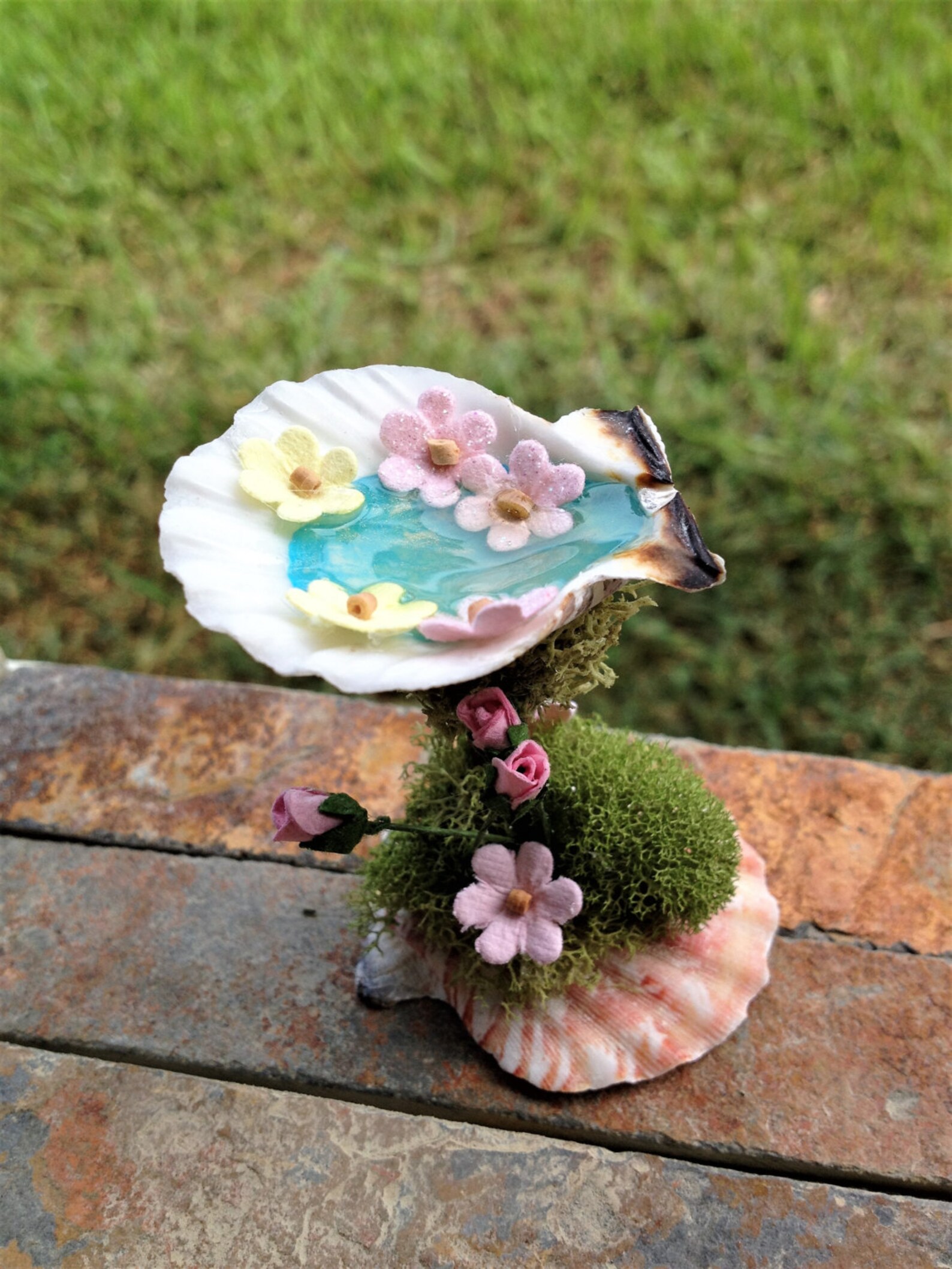 Handmade Miniature Fairy Garden Shell Birdbath - Etsy