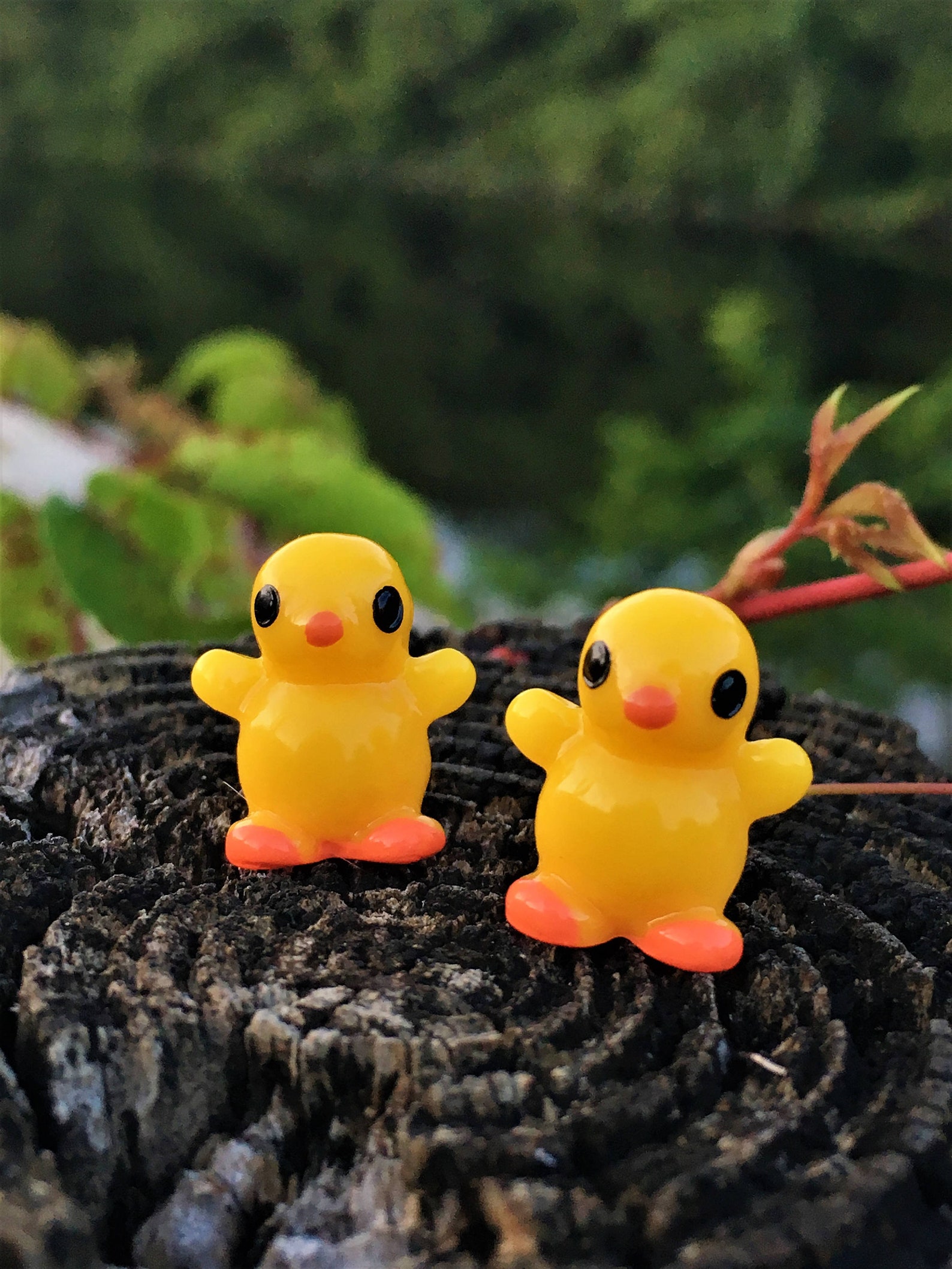 Two Fairy Garden Tiny Duck Figurines Cute Micro Ducks Micro | Etsy