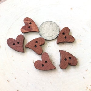 6 Wooden Heart Buttons, Sewing Supplies, Craft Supply - Etsy