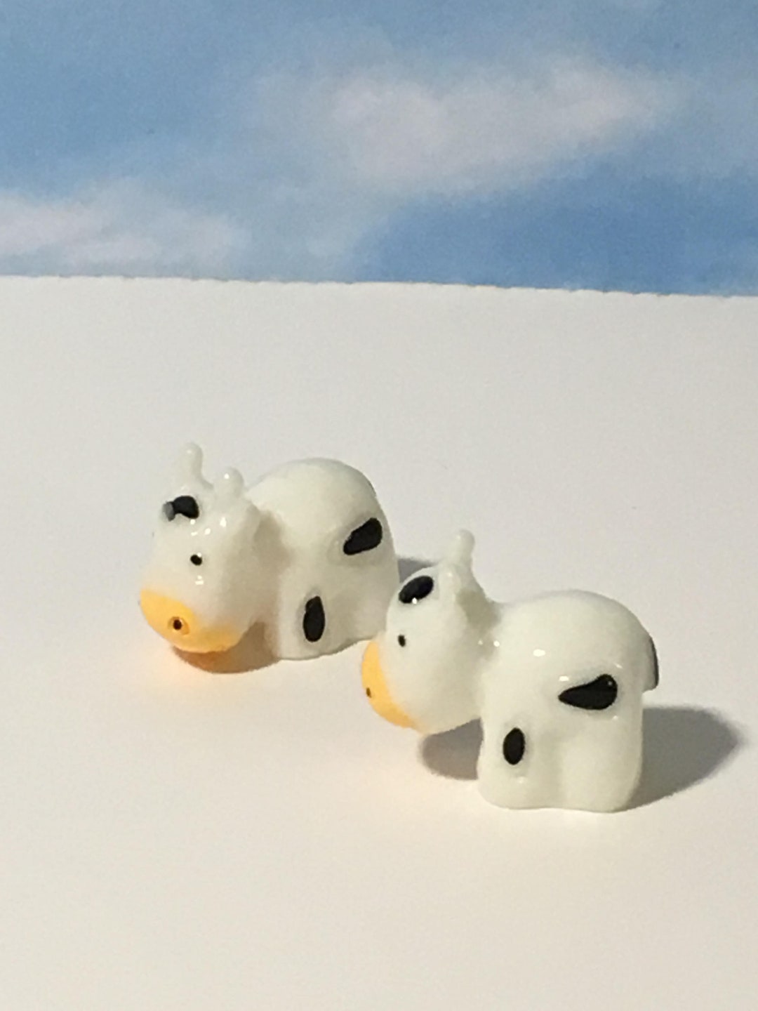 Two Miniature Cows, Tiny Cow Figurines, Craft Supplies, Dioramas ...