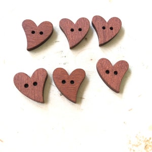 6 Wooden Heart Buttons, Sewing Supplies, Craft Supply - Etsy