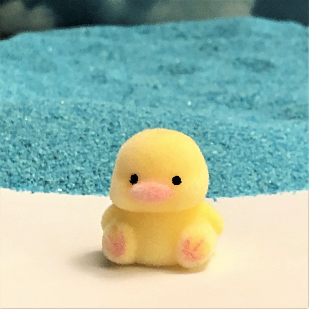 One Miniature Flocked Duck Figurine Fairy Garden Duck Baby - Etsy