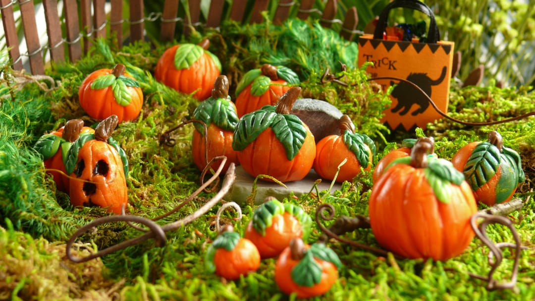 6 Handmade Miniature Halloween Pumpkins, Fairy Garden Accessories - Etsy