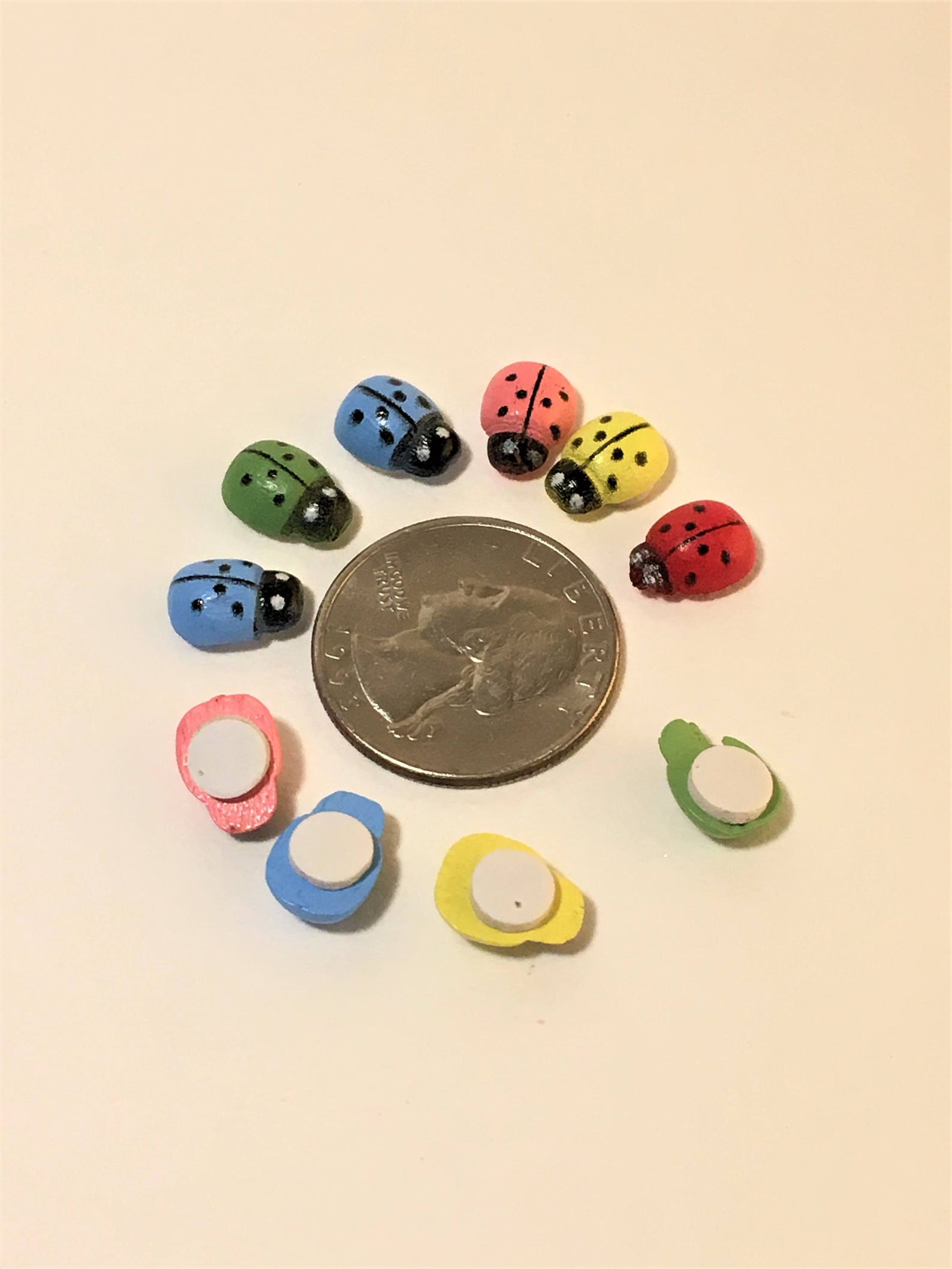 5 Miniature Ladybugs Colorful Ladybugs Ladybirds Fairy - Etsy