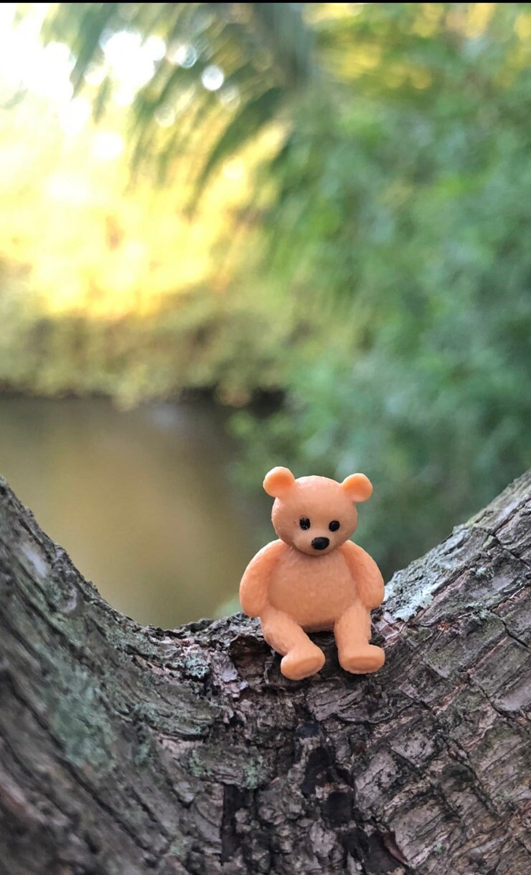 Miniature Micro Teddy Bear Figurine Alone or With a Bench, Fairy Garden ...