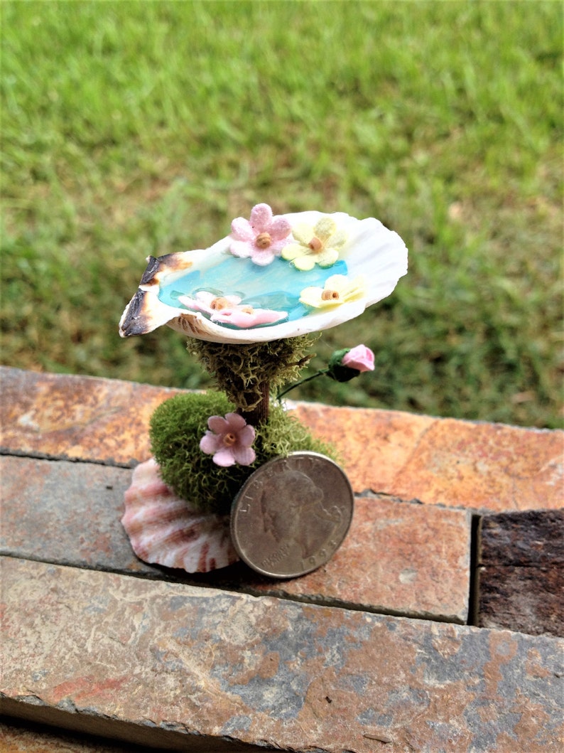 Handmade Miniature Fairy Garden Shell Birdbath - Etsy