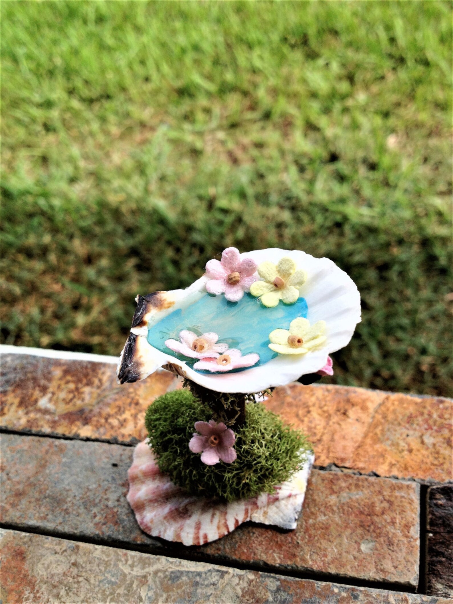 Handmade Miniature Fairy Garden Shell Birdbath - Etsy