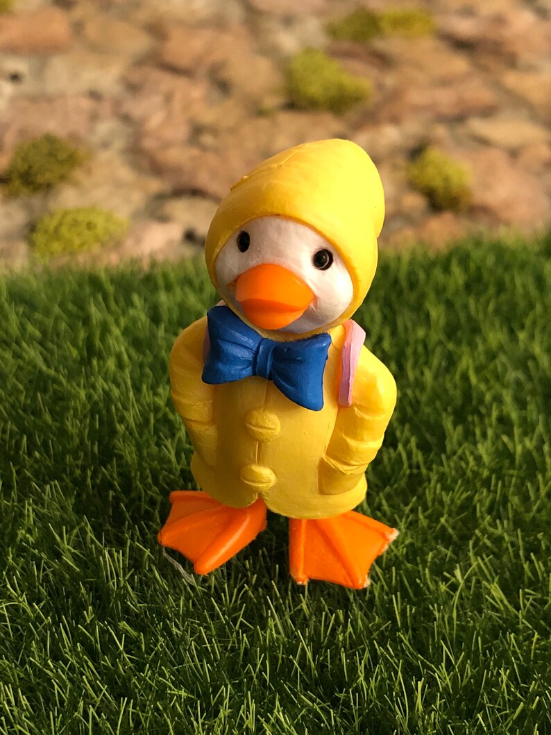 One Miniature Duck Figurine With a Green or Yellow Raincoat - Etsy