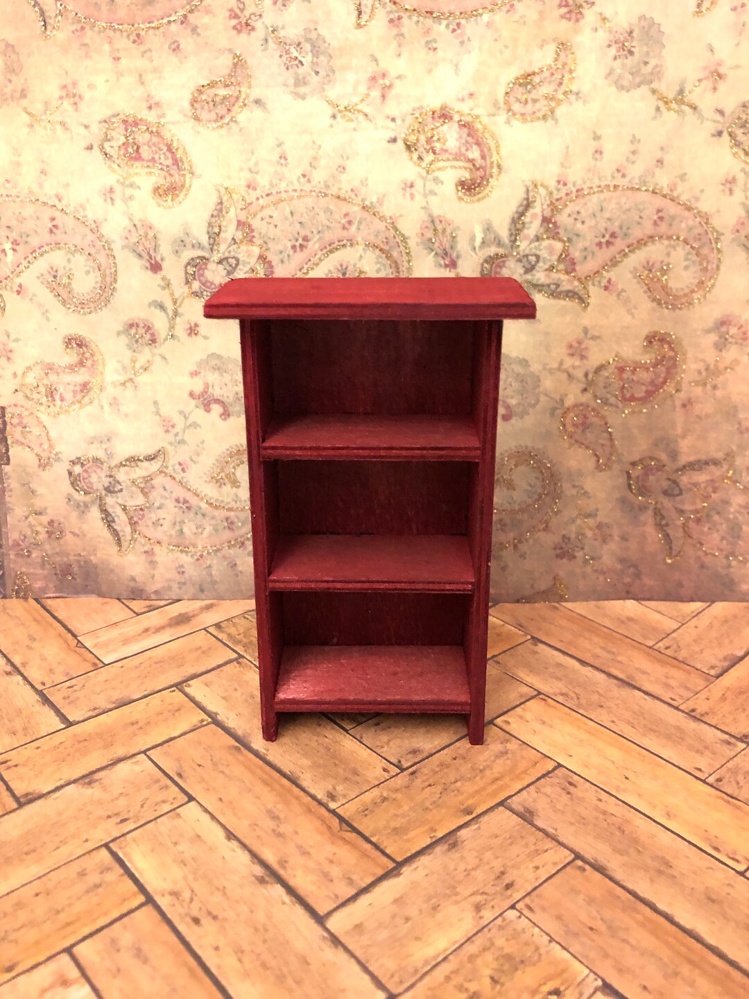 Miniature Bookcase, Bookshelves, Dollhouse Bookcase, Mahoghany Stain ...