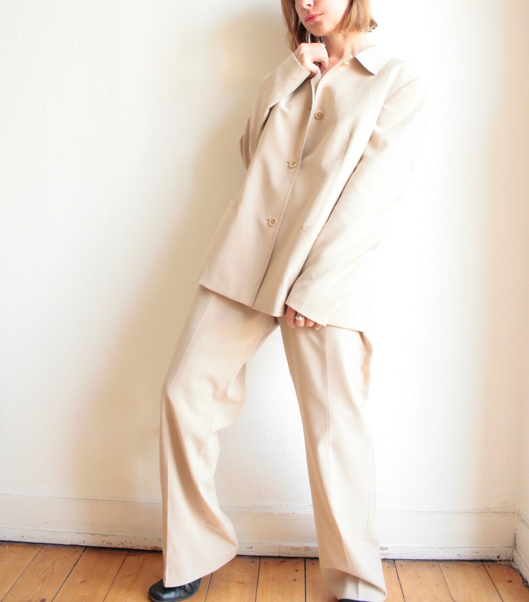 Vintage Trouser Suit, 90s 00s, Feraud Club, Beige, Unisex, VTG Second ...