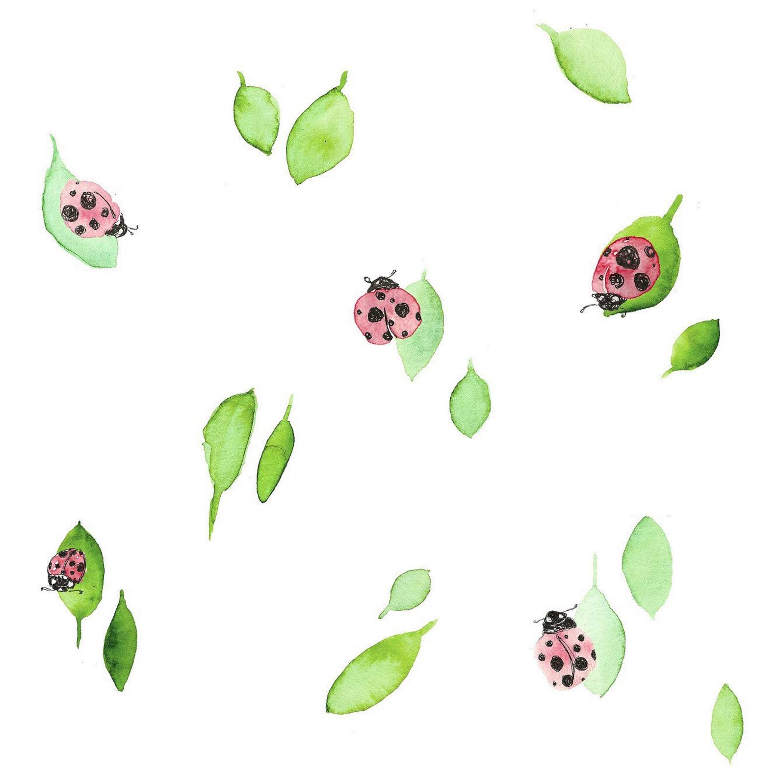 Ladybug & Leaves Watercolor Greeting Card | Etsy