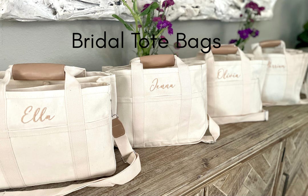 Custom Bridesmaid Tote Bag - Personalized Wedding Tote - Bridal Party ...
