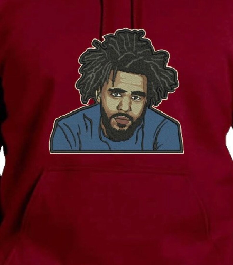 J. Cole Face Burgundy Embroidered Hoodie - Etsy