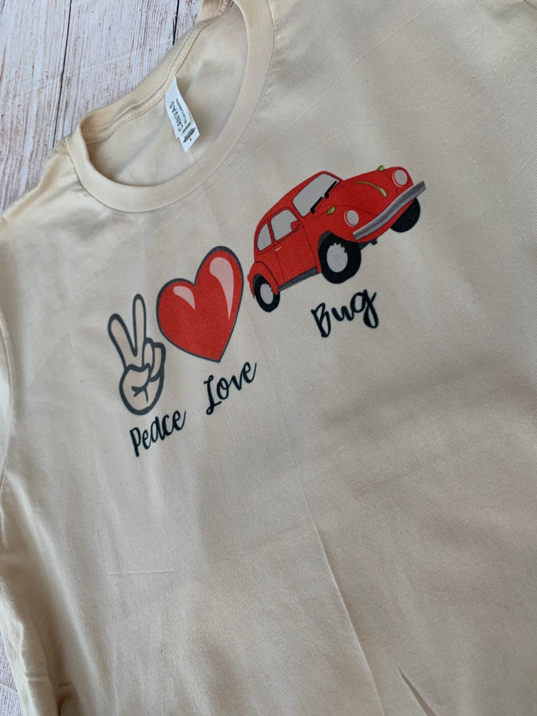 Peace Love Bug beetle VW T Shirt - Etsy