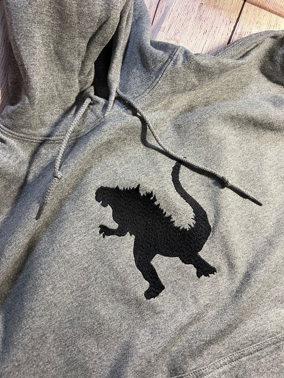 Godzilla Embroidered Hoodie - Etsy