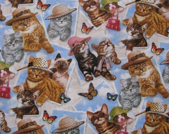 Cat print fabric | Etsy