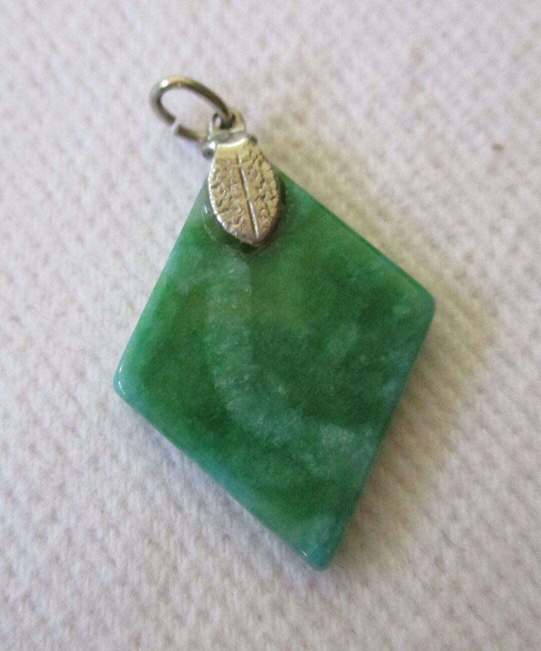 Malachite Stone Pendant, Lozenge Shape, Hammered Leaf Setting - Etsy