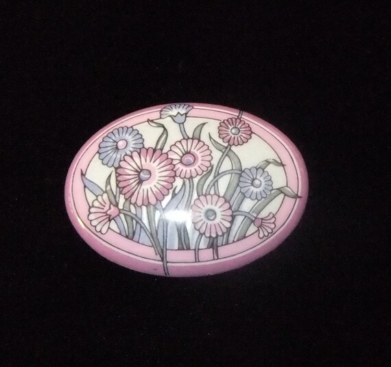 Michaela Frey Oval Brooch, Lavender Floral Enamel, Ma… - Gem