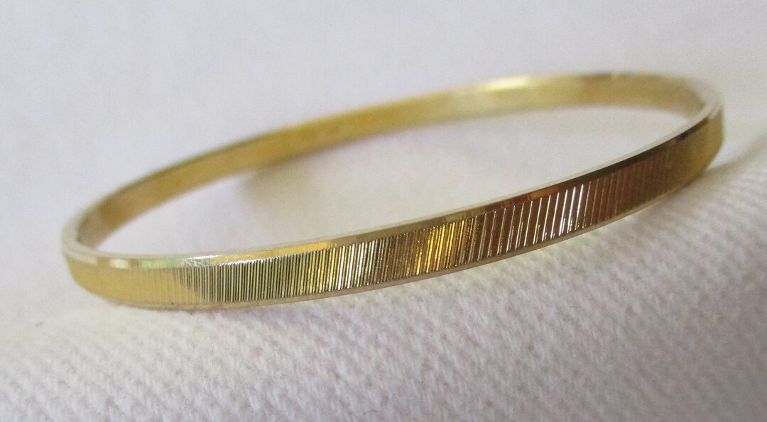 Trifari Gold Tone Slim Bangle Bracelet, Diagonal Design - Etsy