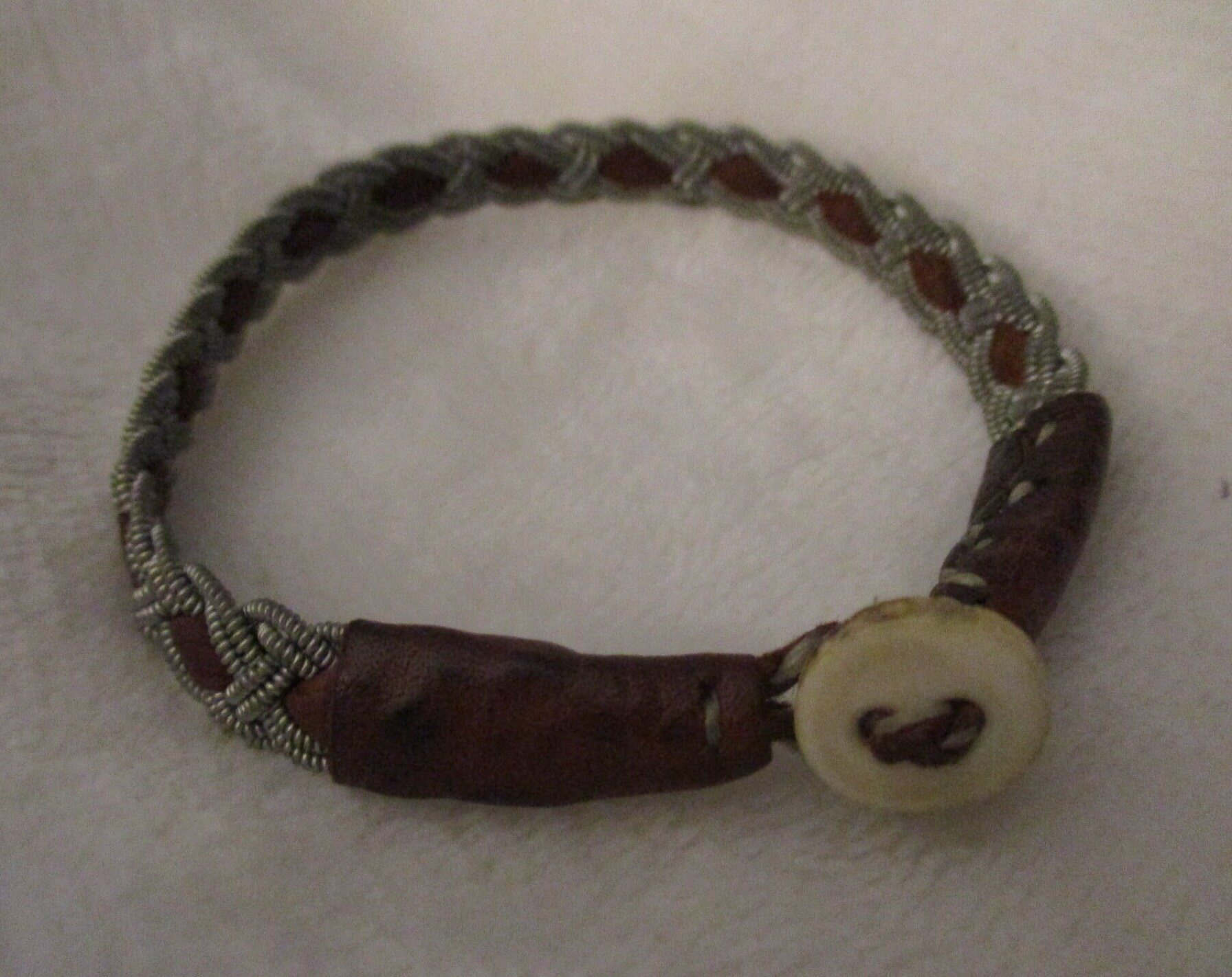 Traditional Saami Braided Leather and Pewter Bracelet - Etsy