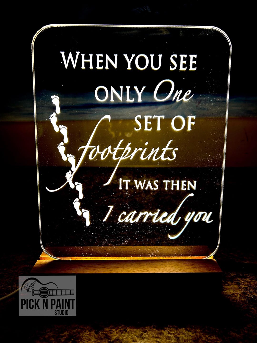 When You Only See One Set of Footprints Light, Laser Engraved Footprint ...