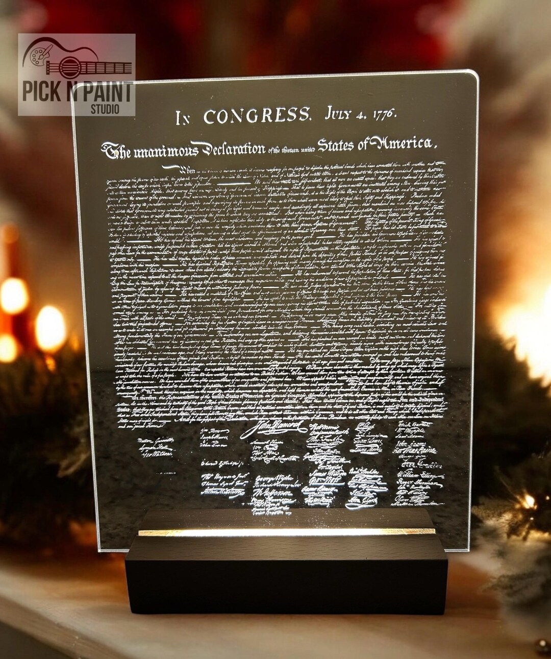 Patriotic Declaration of Independence LED Light, 1776 Gift, American ...